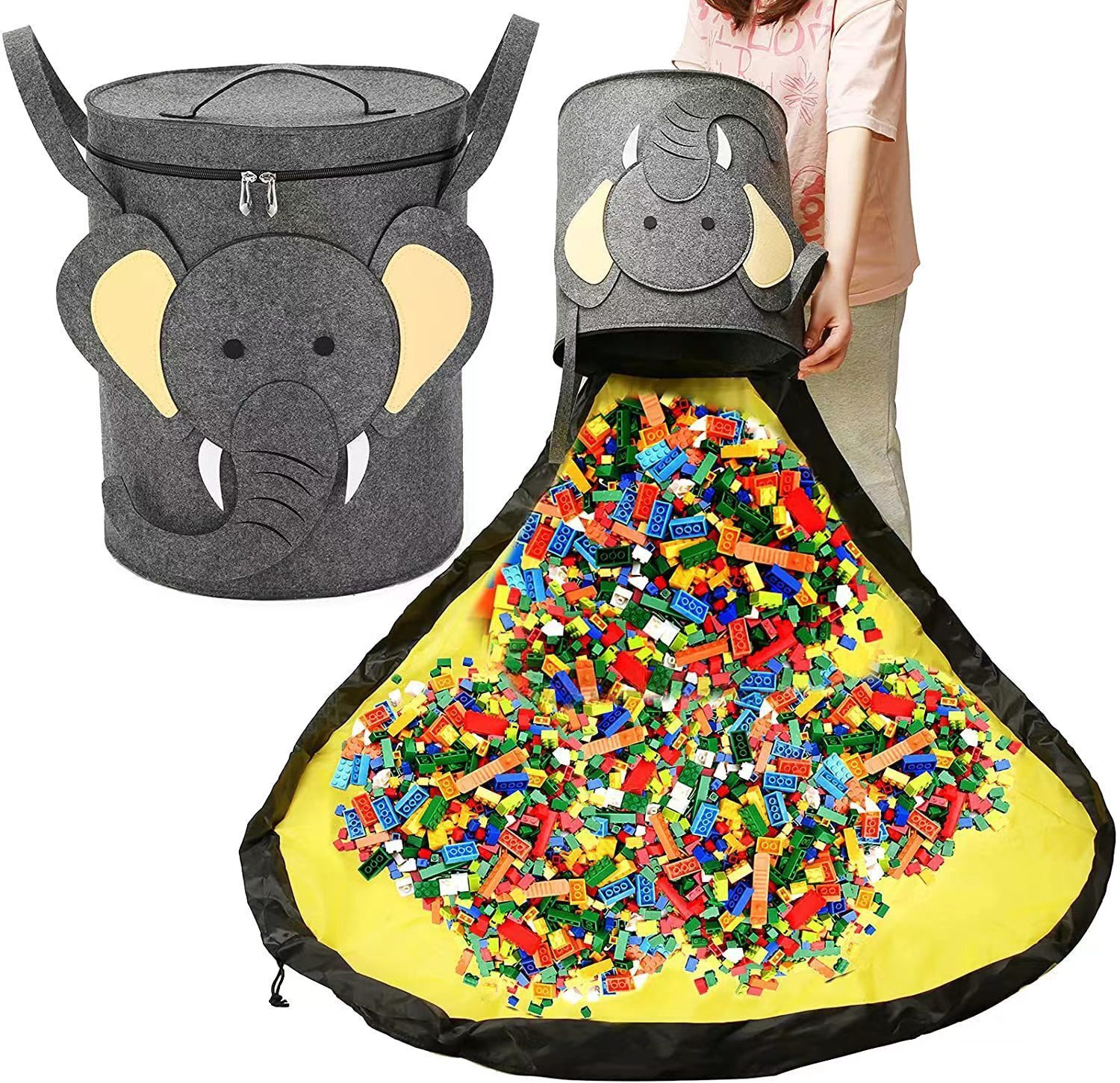Kids Playroom Organizer Bag Storage Bin And Play Mat Large Toy Storage ...