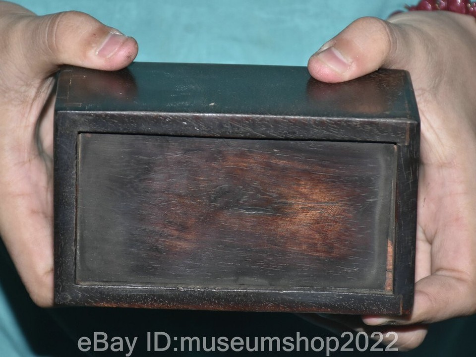 5.4 " Old Chinese Huanghua Li Wood Carving Dynasty Flower Bird Push ...