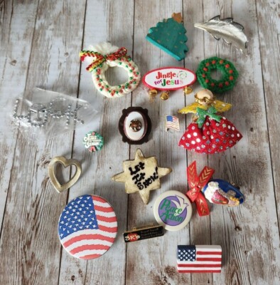 Lot Christmas 4th July Lapel Pins Angel Bulb Peace Jesus Flag Tree ...