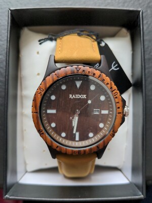 NEW Raidox Watch with Wood Accents Beautiful Time & Date Display | eBay