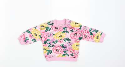 Nutmeg Girls Pink Floral Cotton Blend Jumper Size 0-3 Months | eBay UK