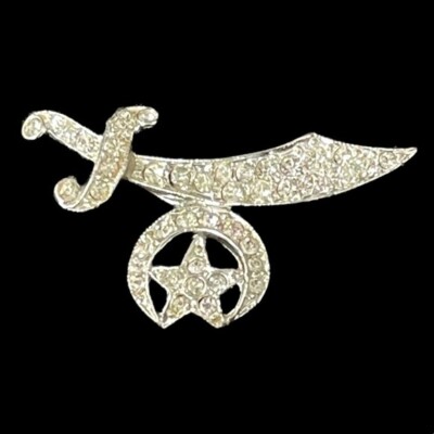 Rare Vintage Masonic Sword Brooch Scimitar Sword Brooch Rhinestone ...