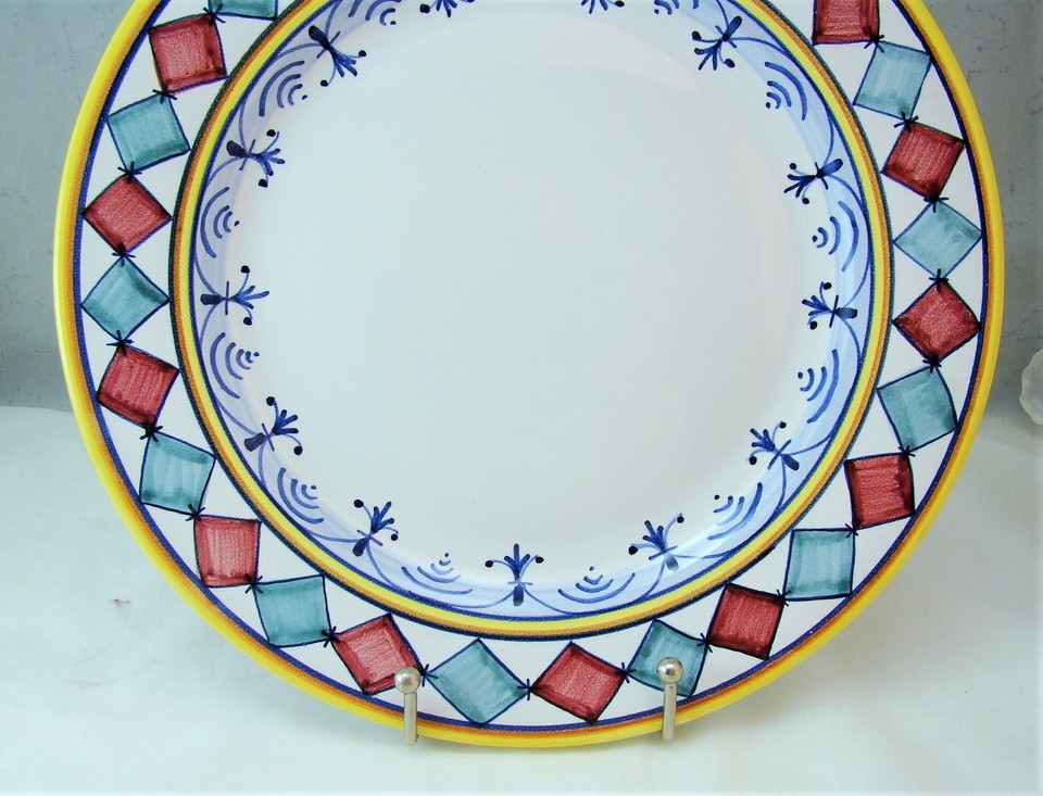 La Piccola Bottega Italy Diamond Border Hand Painted Dinner Plate(s ...