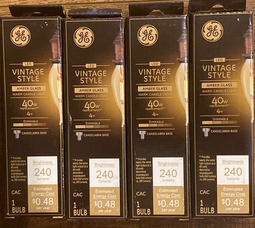 GE LED Vintage Style Warm Candle Dimmable Light 40w Amber 240 Lumens 4 ...