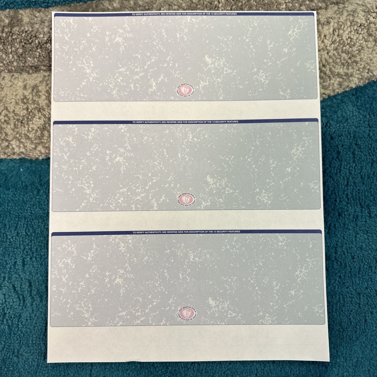 100 High Security Blank Check Stock Paper 3 per page 300 Checks Blue ...