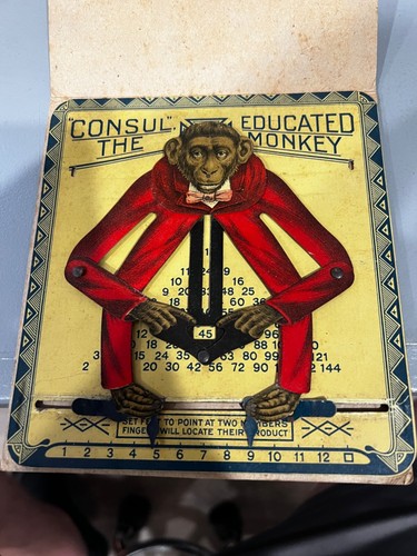 Consul The Educated Monkey Original 1918 Antique Tin Calculator Works Perfectly | eBay
