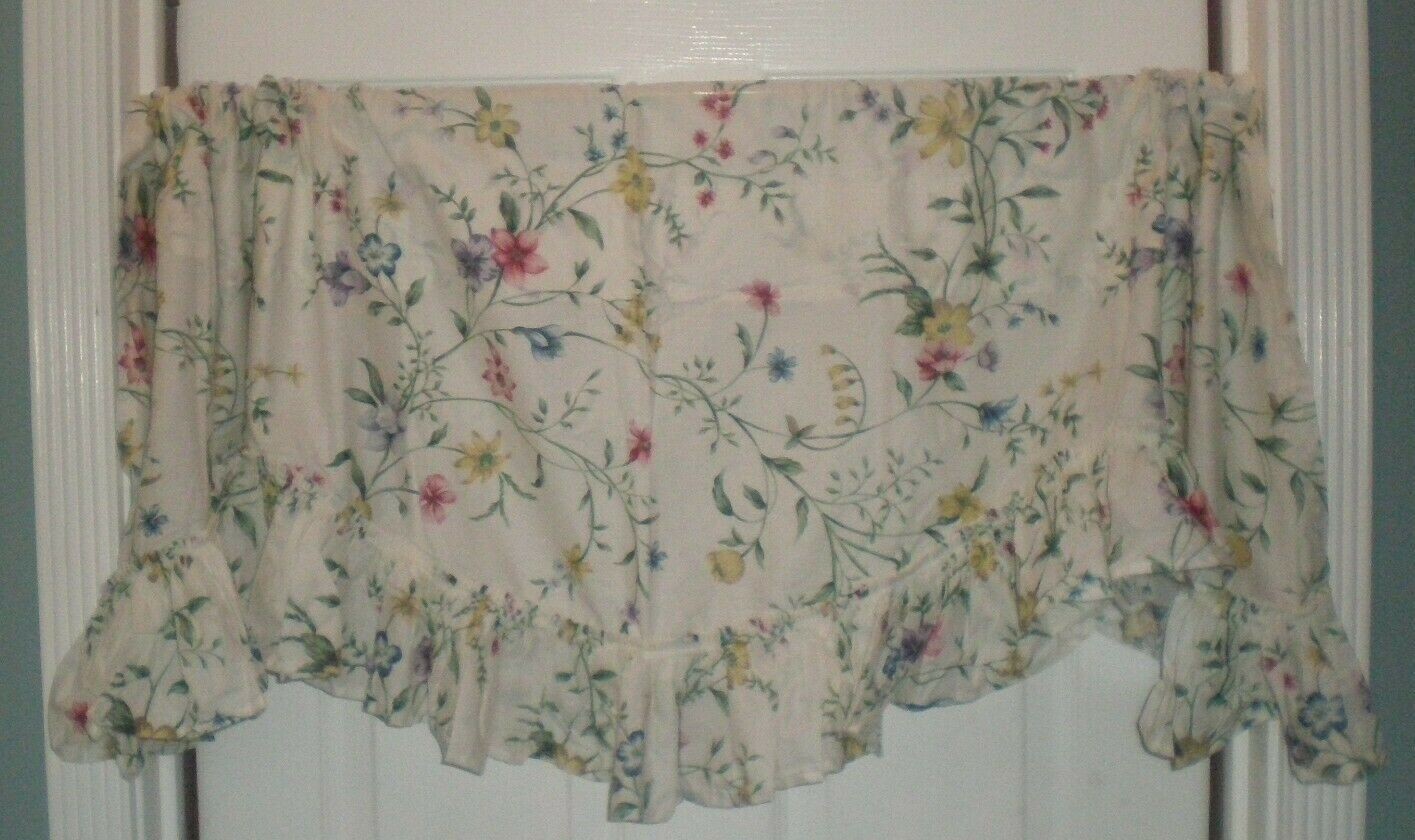 Springs Ruffled Valance Wildflowers Cotton Cottage Country Garden 4 ...