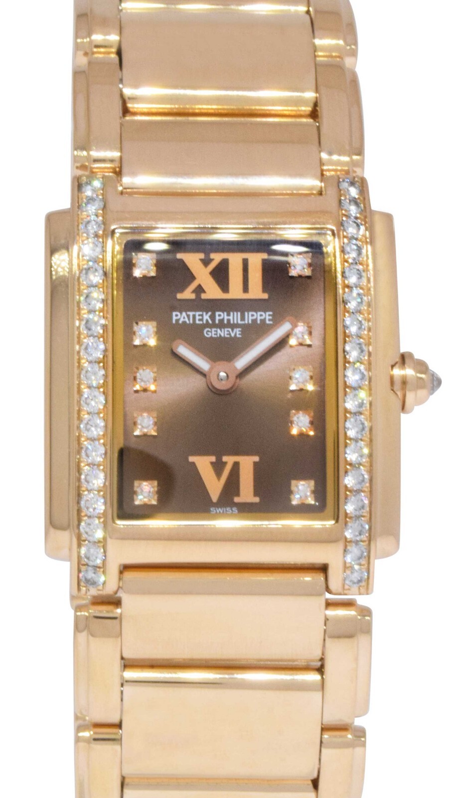 Patek Philippe Twenty-4 18k Rose Gold Chocolate Diamond Dial Watch 4908 ...