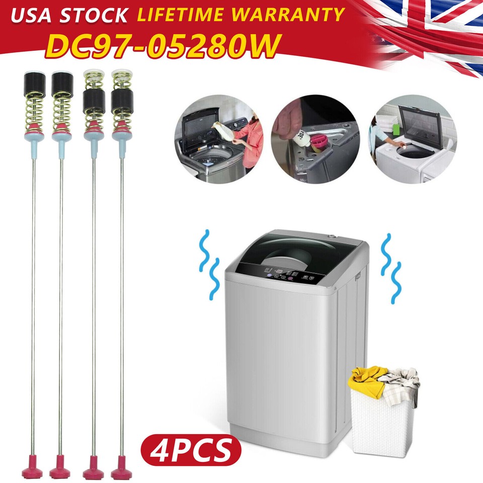 4 Pack DC97-05280W Upgraded Washer Suspension Rods Assembly for Samsung ...