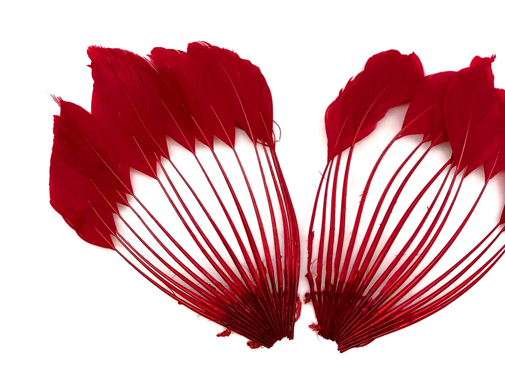 1 Piece - Red Dyed Stripped Duck Cochette Center Fan Feather Pad ...