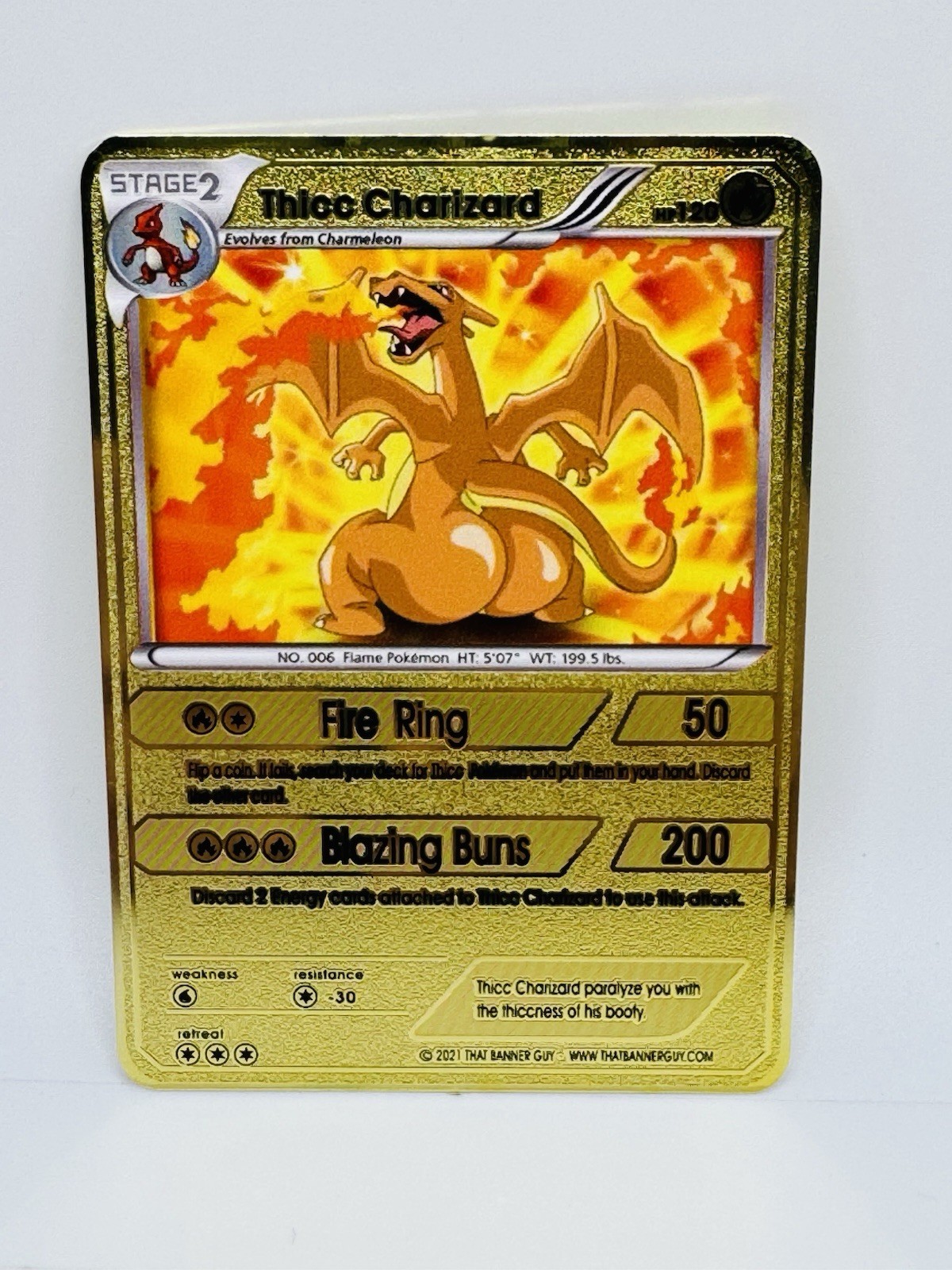 Pokemon Thicc Charizard Gold Metal Full Art DIY Doujin Art Card | eBay