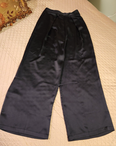 NWOT Victoria’s Secret High Waist Black Satin Palazzo Trouser Style ...