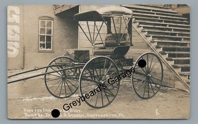 RPPC Phaeton Buggy at Factory SHIPPENSBURG PA Clyde Laughlin Real Photo ...