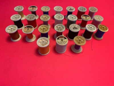 GUDEBROD FISHING ROD WRAPPING THREAD GIGANTIC LOT OF 24 450 YARD SPOOLS ...