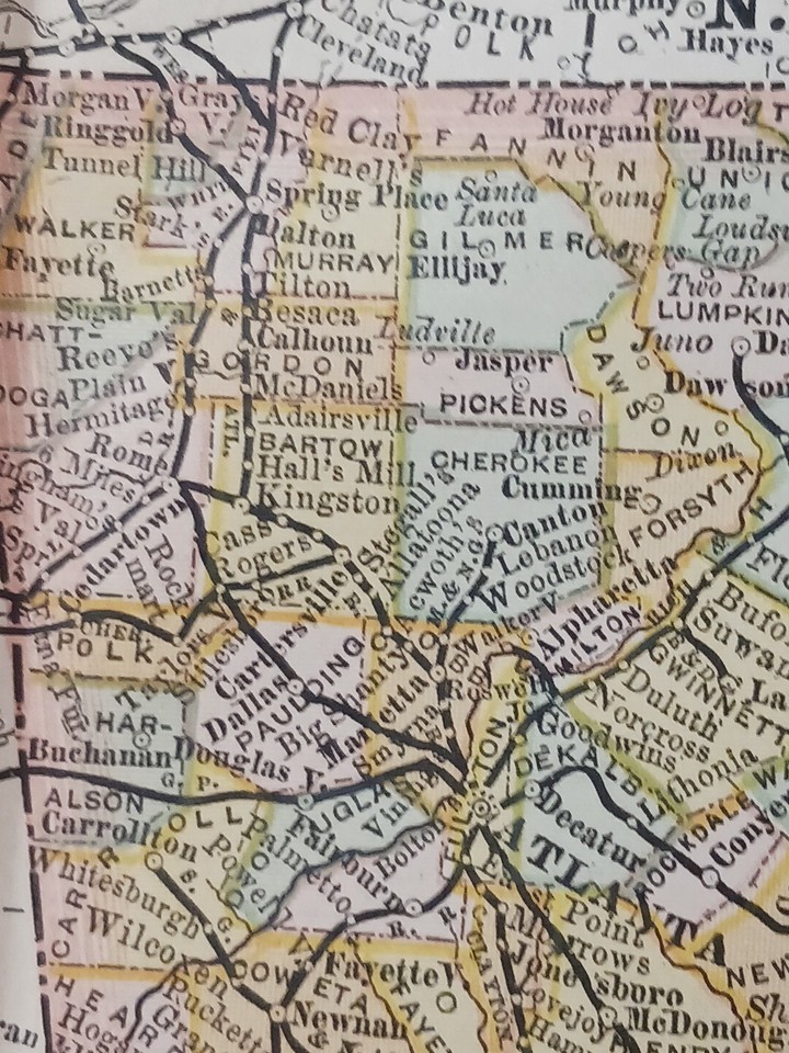 ~1884 State of Georgia Railroad & County Map By Rand McNally All Train ...