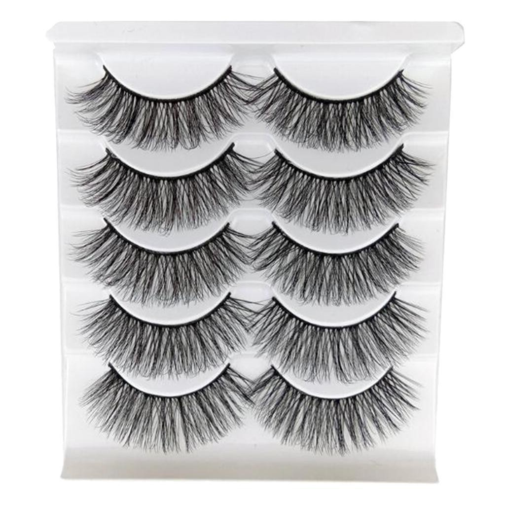 5Pairs 3D Faux Messy Eyelashes Wispy Cruelty-Free Natural Look Long Set ...