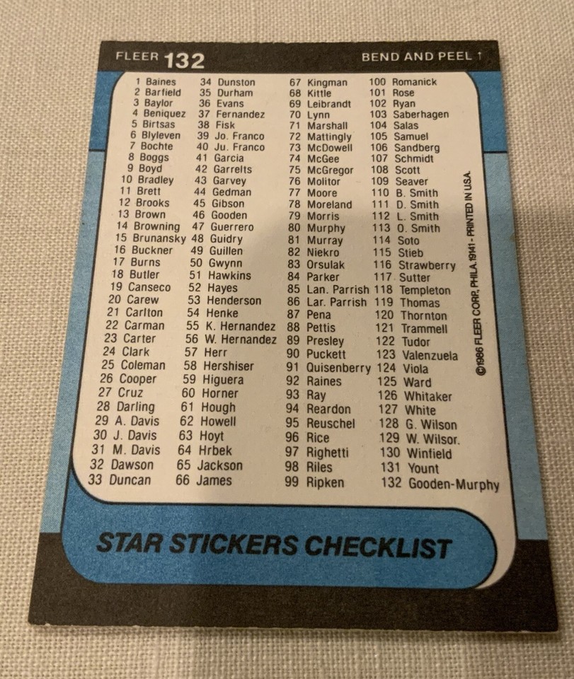 1986 Fleer Star Stickers #132 Dwight Gooden / Dale Murphy Ungraded | eBay