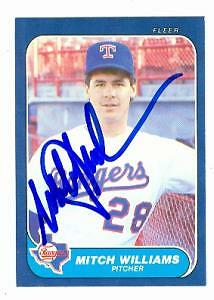 Mitch Williams autographed baseball card (Texas Rangers) 1986 Fleer #U ...