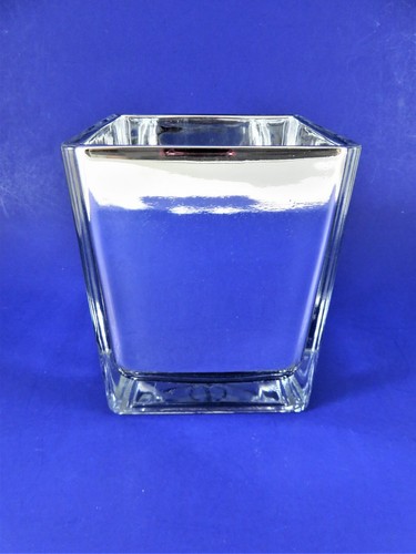 Silver Reflective Glass Cube Vase Sommerso Style 4.75 In High X 3.75 In ...