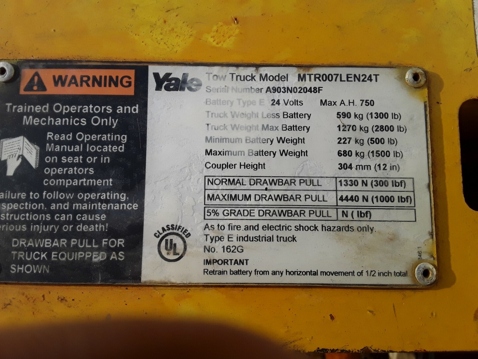 Teleco Freni Electromagnetic Brake FMPR165 from Yale MTR007LEN24T Tow ...