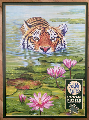 Cobble Hill 1000 Piece Tiger Cat Jigsaw Puzzle "Land of the Lotus ...
