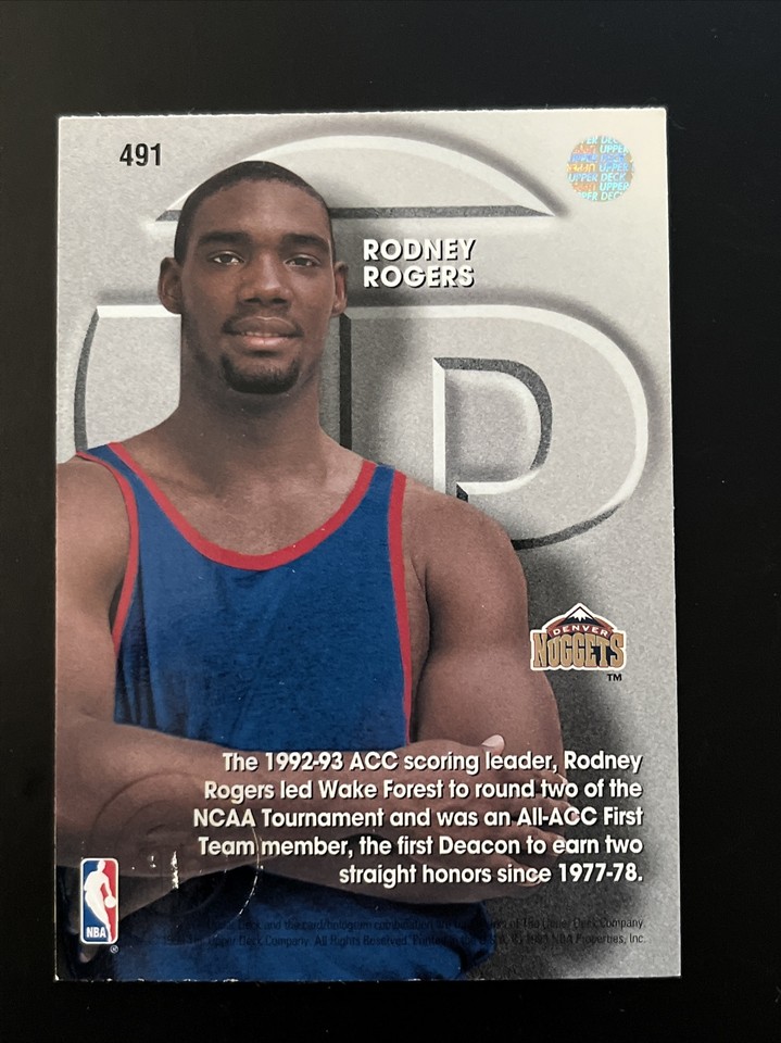 1993-94 Upper Deck Denver Nuggets Basketball Card #491 Rodney Rogers C3 ...