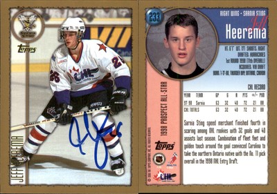 Jeff Heerema Signed 1998-99 Topps #233 Card Sarnia Sting Auto AU | eBay