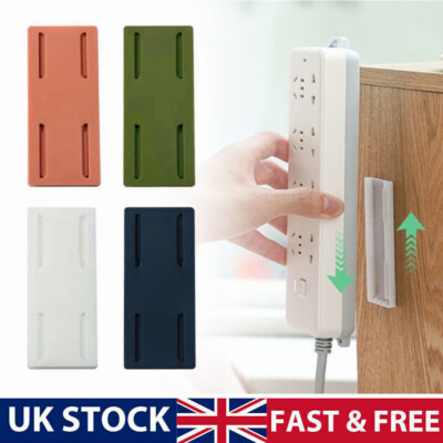 4x Self Adhesive Power Strip Socket Holder Plug Wall Mount Extension ...