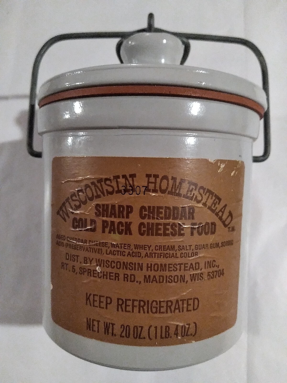 Wisconsin Stoneware Crock Jar With Bale Lid Original Label Sharp ...