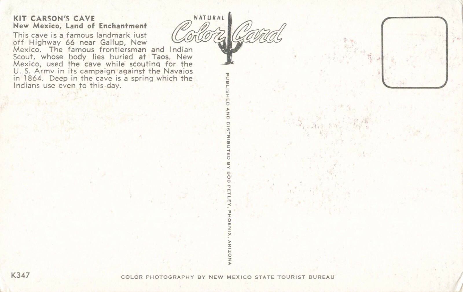 Postcard Kit Carson's Cave New Mexico | eBay