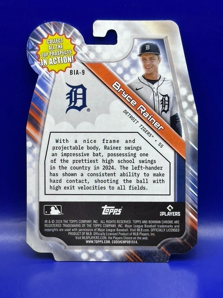 2024 Bowman Draft Chrome In Action Die Cut Bryce Rainer Detroit Tigers ...