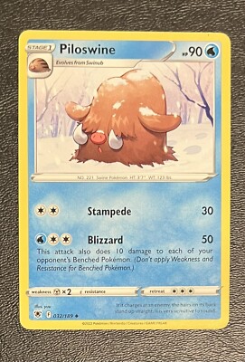 Pokémon TCG Piloswine Astral Radiance 032/189 Regular Uncommon Card ...