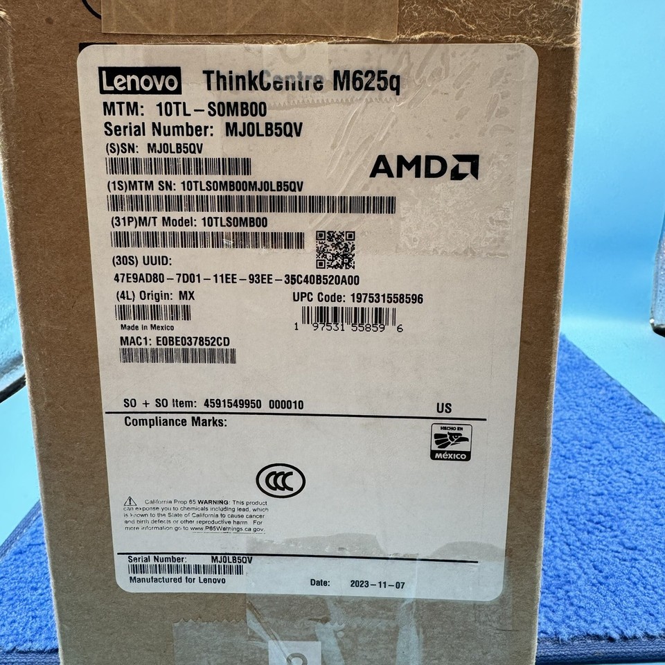 Lenovo Thinkcentre M625Q 8GB RAM 128GB SSD Mini PC, AMD A4-9120C ...