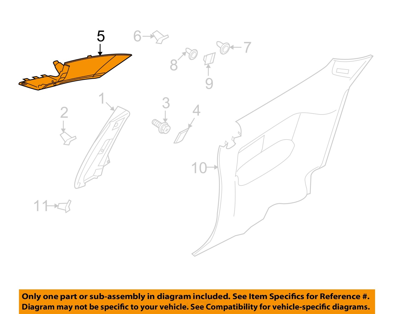 FORD OEM 08-11 Focus Quarter Panel Interior Trim-Upper Qtr Trim ...