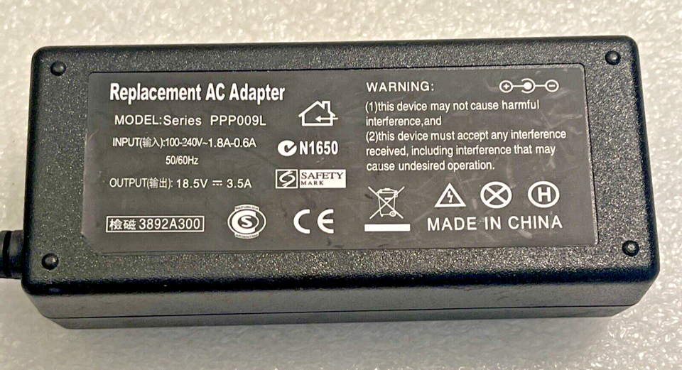 Replacement AC Adapter 18.5V 3.5A Charger PPP009L 3892A300 | eBay