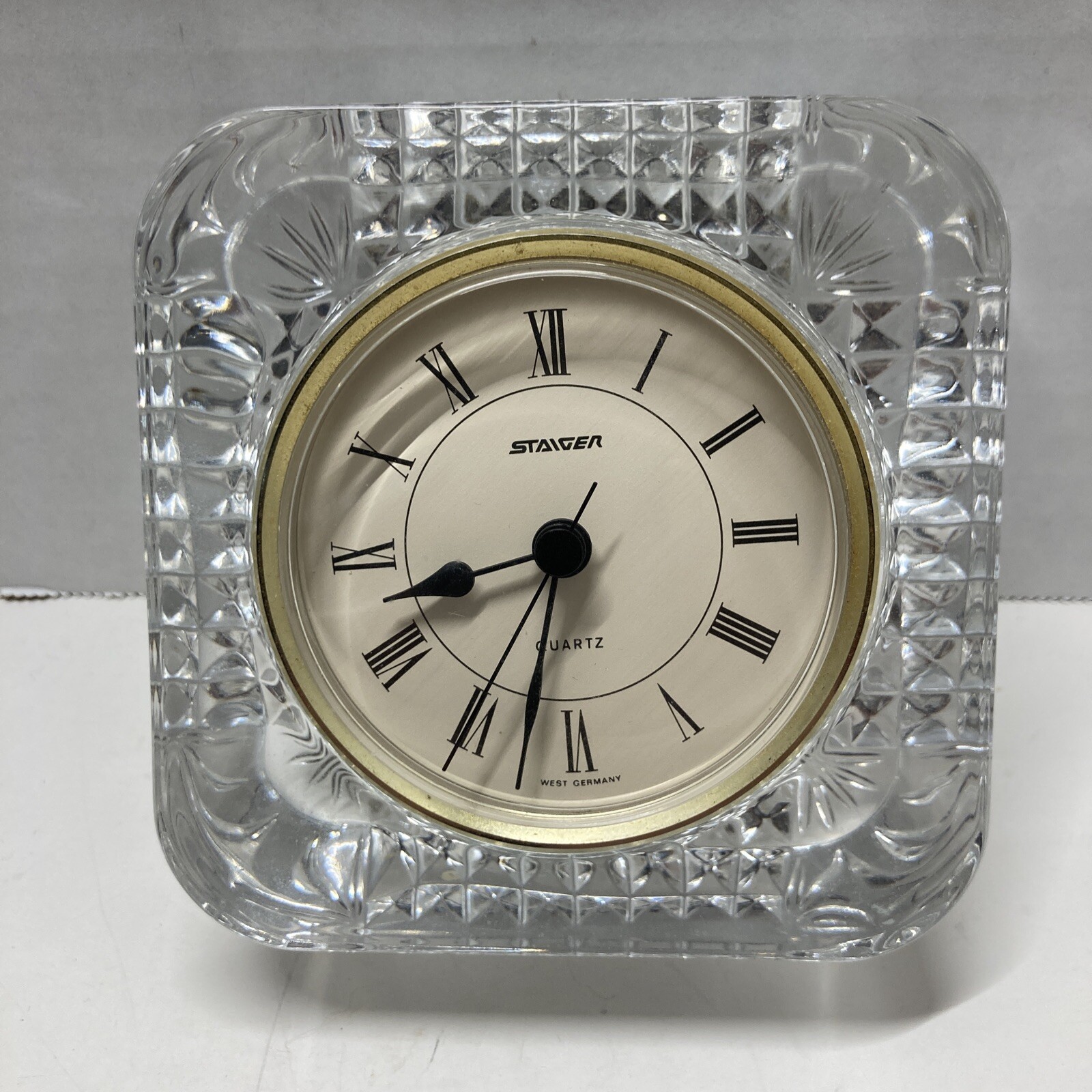 Staiger Germany Lead Crystal Desk Clock - Cristal D' Arques France 4" x ...