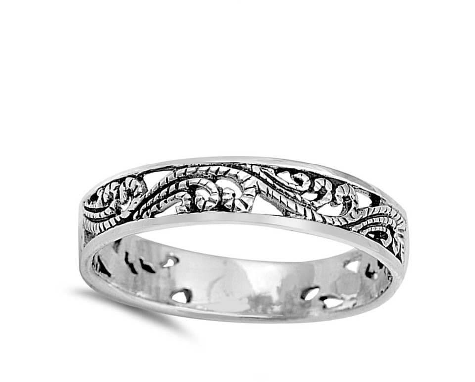 Filigree Cutout Fashion Stackable Ring New .925 Sterling Silver Band ...