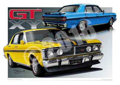 Ford XY GT Art Print - Classic Ford Falcon XY GT Car Drawings ( 31 ...