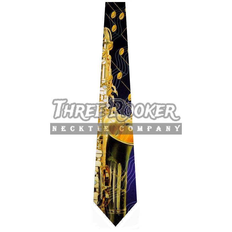 Music Instrument Tie Saxophone Neckties Jazz Blues Mens Neck Ties Brand ...