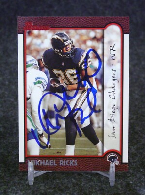 MIKHAEL RICKS - Signed/Autographed - 1999 Bowman Card #145 - Chargers w ...