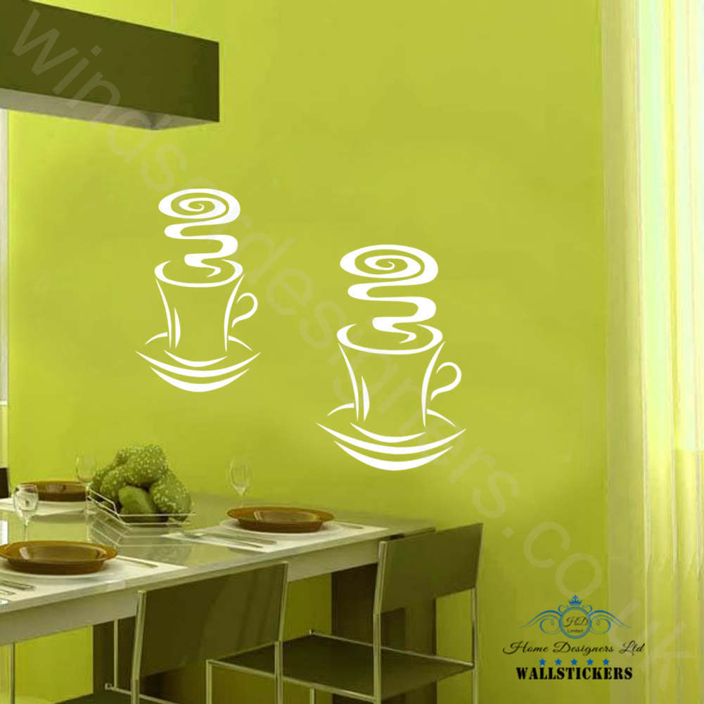 2x CUP OF COFFEE KITCHEN wall art STICKER DECOR DA7 | eBay UK