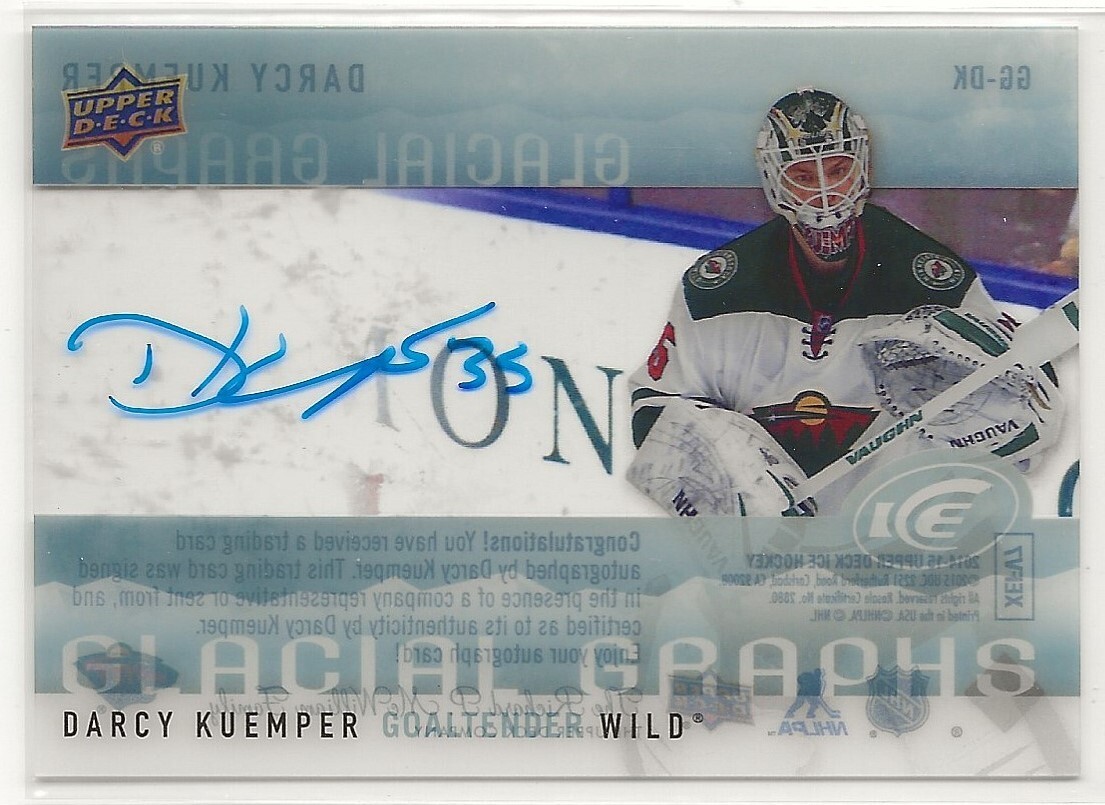 2014 2014-15 Upper Deck Ice Glacial Graphs #GGDK Darcy Kuemper ...