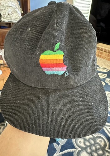 Vintage Apple Computer Rainbow Logo Snapback Hat Black Corduroy | eBay