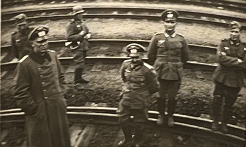 WW2 Era Photo German Wehrmachts Officers Stahlhelm Rail Tracks | eBay