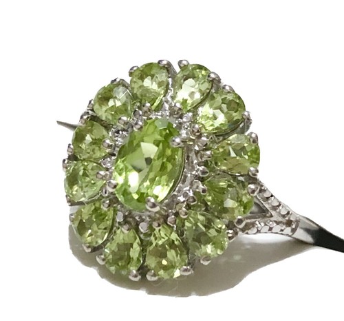 STERLING SILVER CHUCK CLEMENCY STS GREEN PERIDOT COCKTAIL RING SIZE 7 ...
