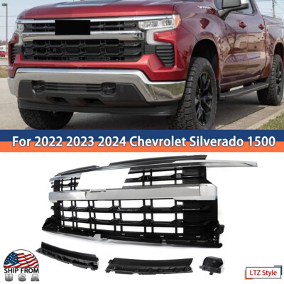 For 2022 2023 2024 Chevy Silverado 1500 Front Upper Bumper Grill Grille ...