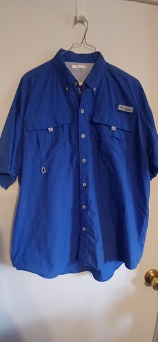 Columbia Men's M Omni-Wick Shirt Button Up Blue Outdoor Fishing Camping ...