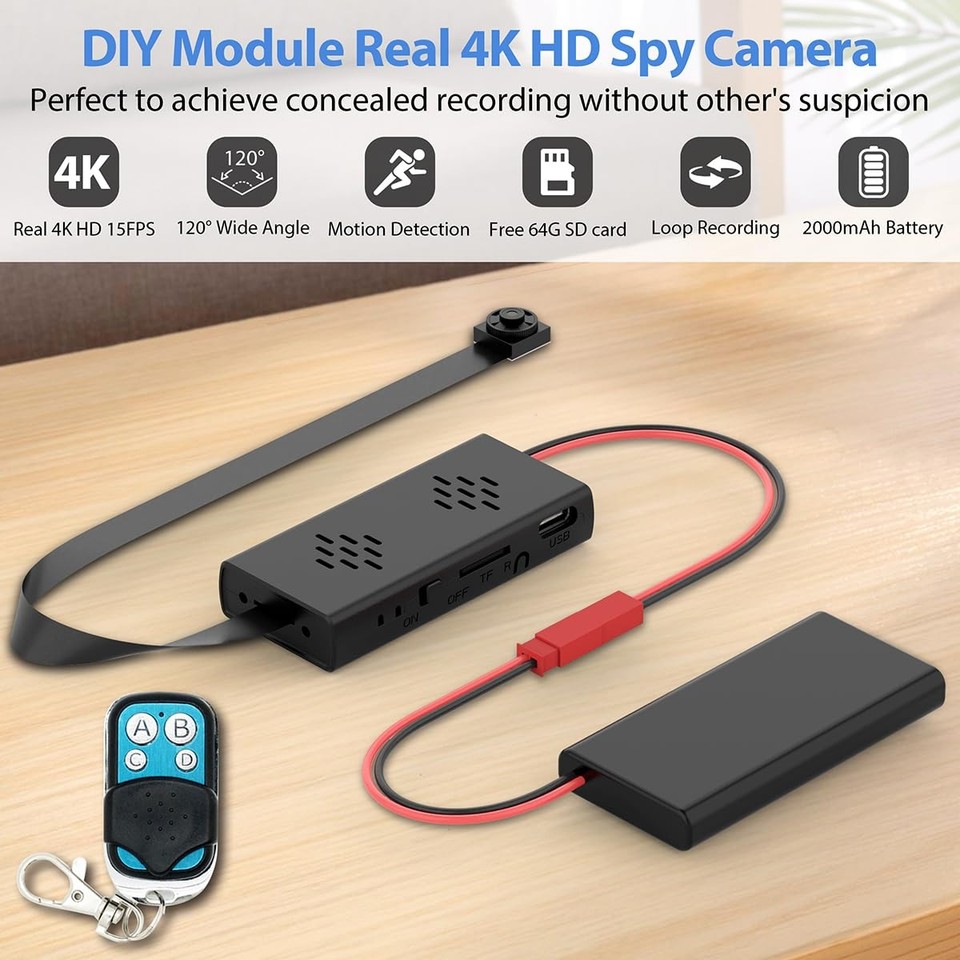 Full 4K HD Mini Security Camera, DIY Module Tiny Wireless Remote ...