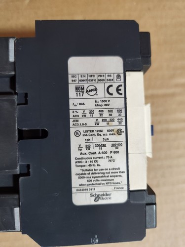 Telemecanique LC1 D50 Contactor 70A 3-Pole 120v Coil B8 | eBay