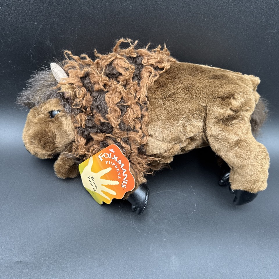 Folkmanis Bison Buffalo Full Body Hand Puppet 15" Plush Toy Retired ...